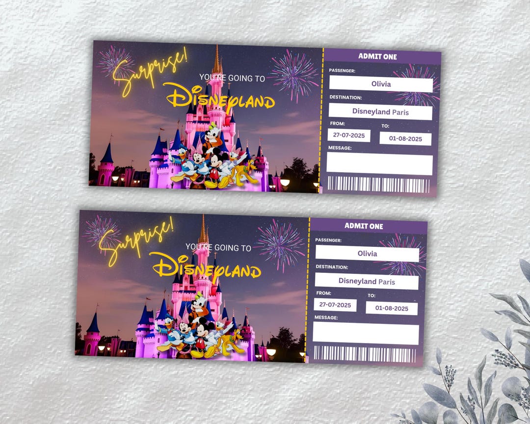 Disneyland Surprise Ticket, Disneyworld Ticket, Surprise Reveal Ticket ...