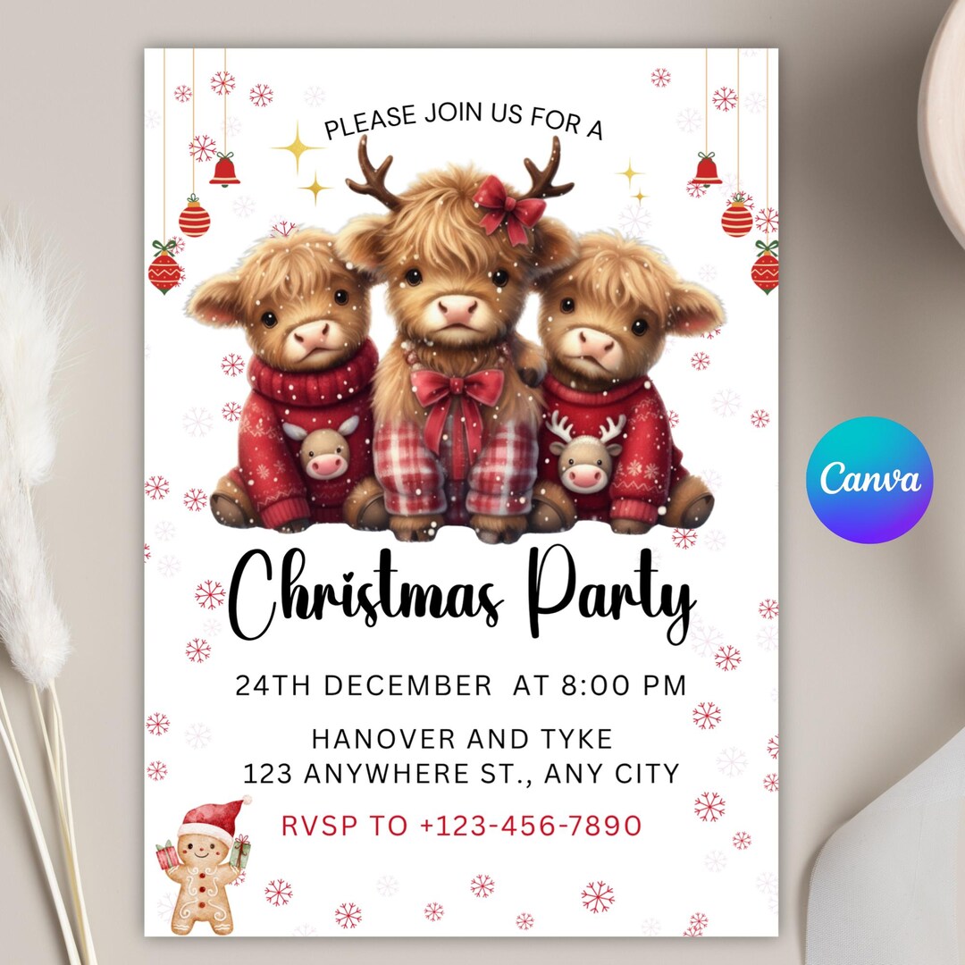 Christmas Party Invitation,retro Christmas Party Invitation Template ...