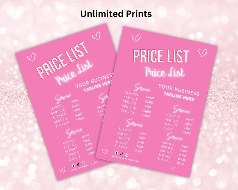 Price List Template, Flyer Template, Editable Beauty Salon Pricing ...