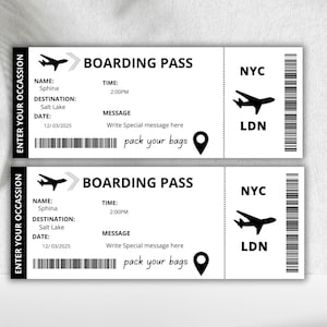 Editable Surprise Boarding Pass Template: Printable Airline Ticket ...