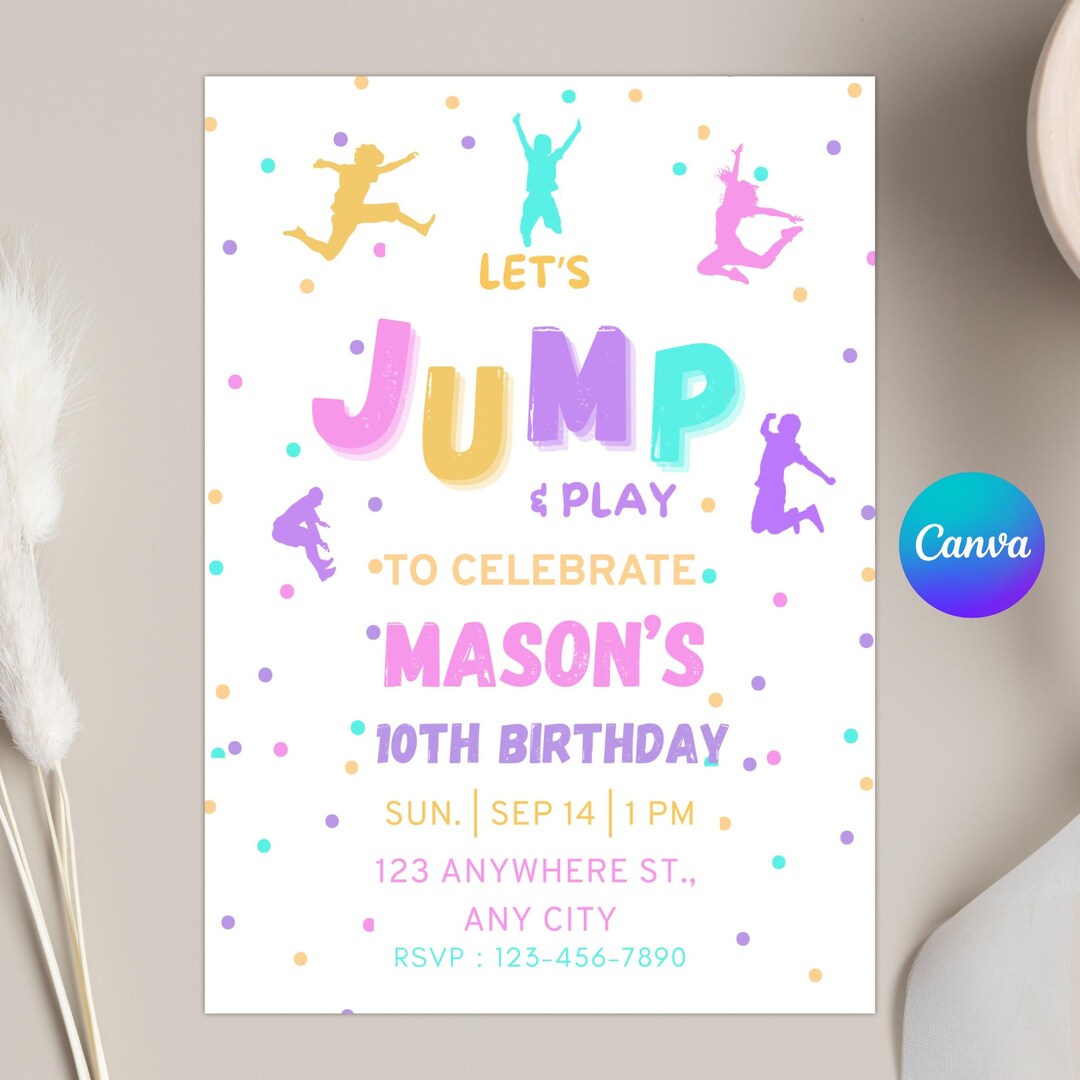 Editable Jump Birthday Invitation Template, Jump Birthday Invite, Let’s ...