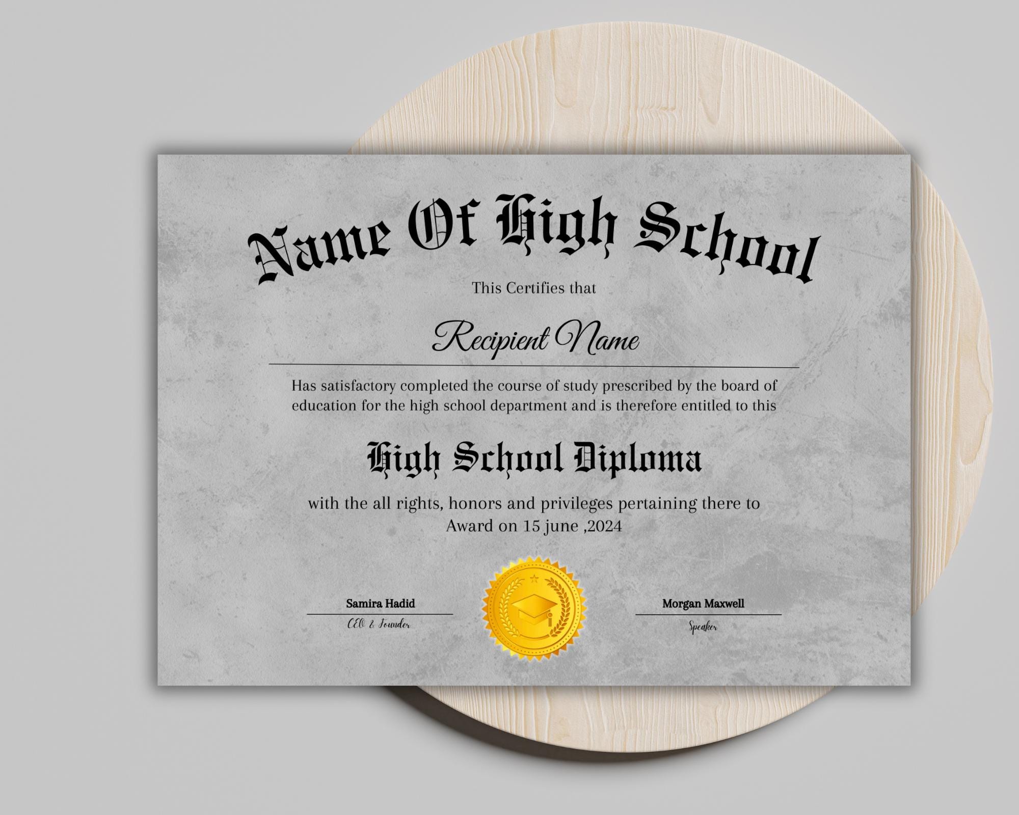 Printable High School Diploma Template, Home School Diploma, High ...