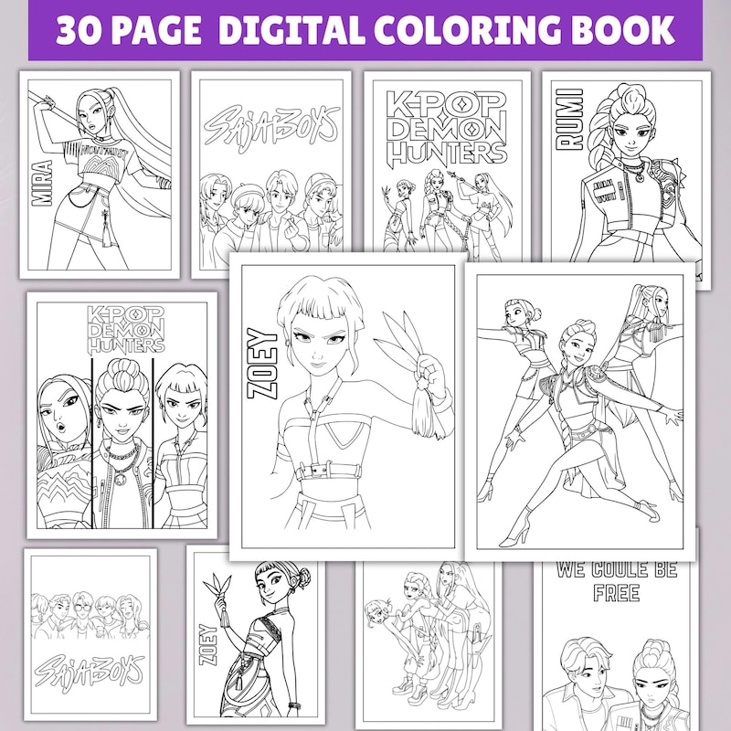 Huntrix Coloring Pages - Etsy