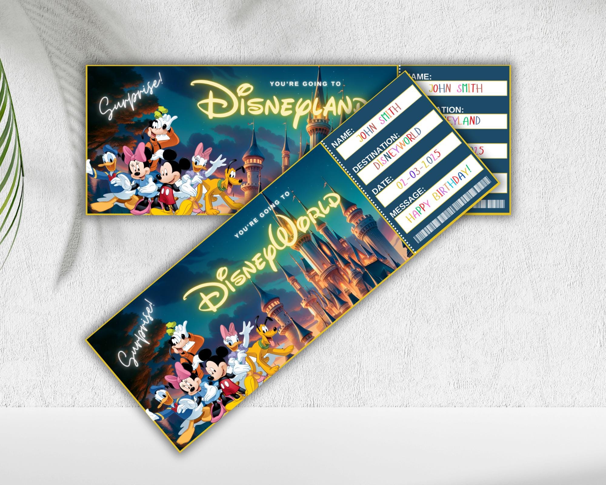 Editable Disneyland Surprise Ticket: Theme Park Reveal (canva Printable ...