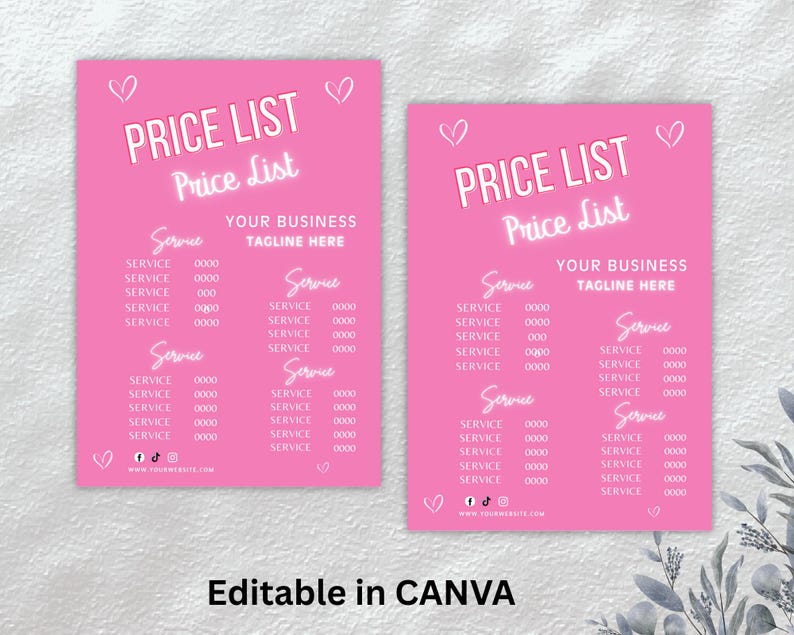 Price List Template, Flyer Template, Editable Beauty Salon Pricing ...