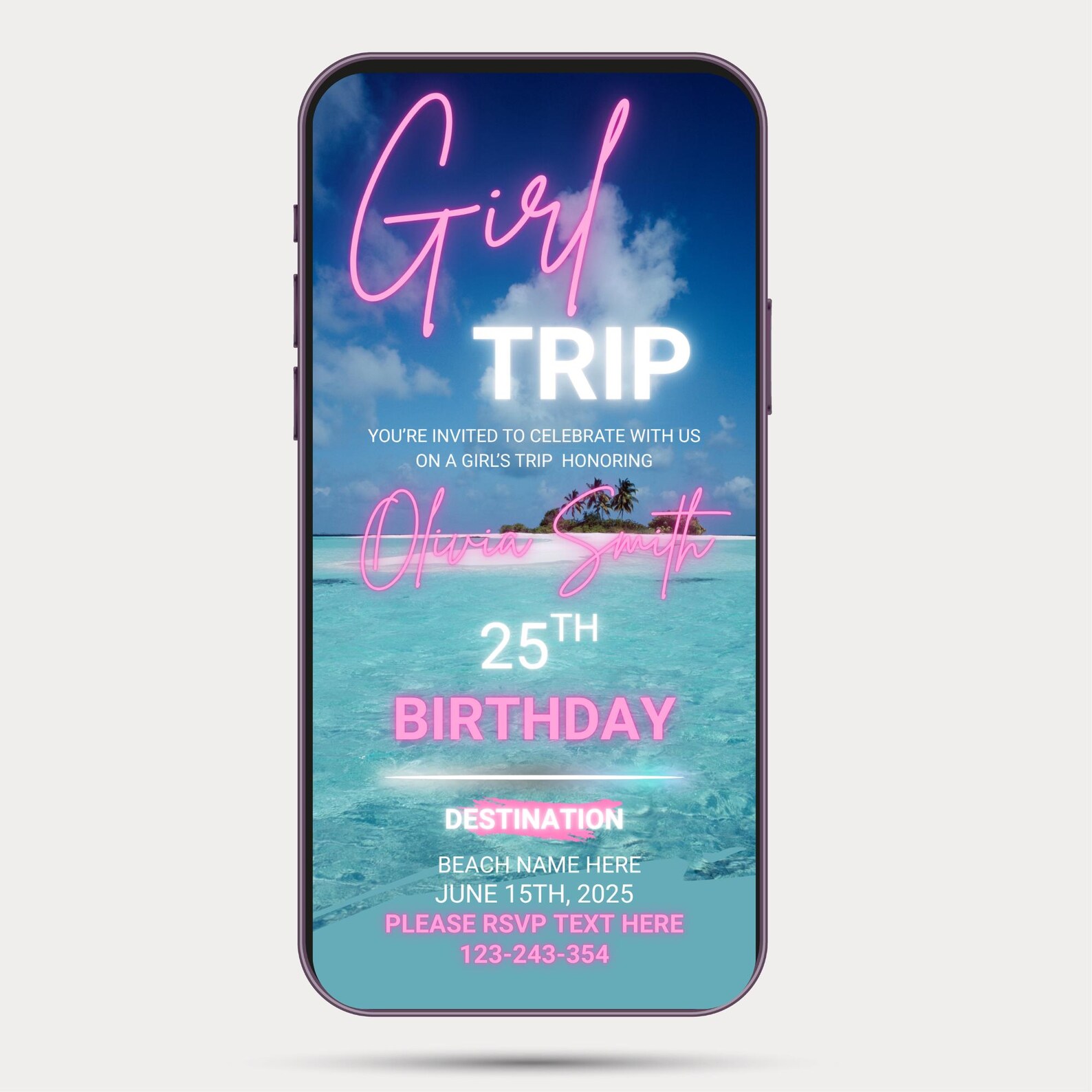 Animated Girls Trip Itinerary Invitation: Editable Canva Template ...