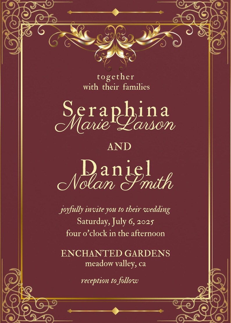 Crimson & Gold Wedding Invitation Set | Moody Floral Wine Edition ...