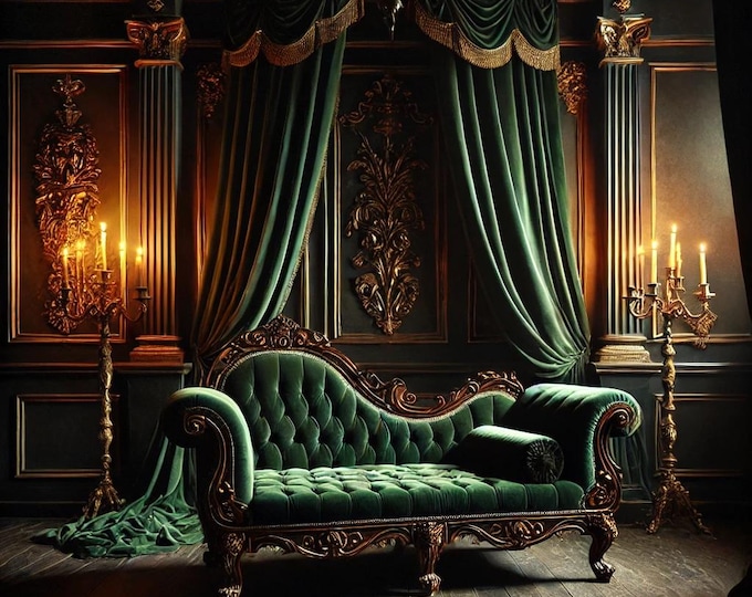 Emerald Green Velvet Chaise Lounge | Luxurious Baroque Tufted Settee ...