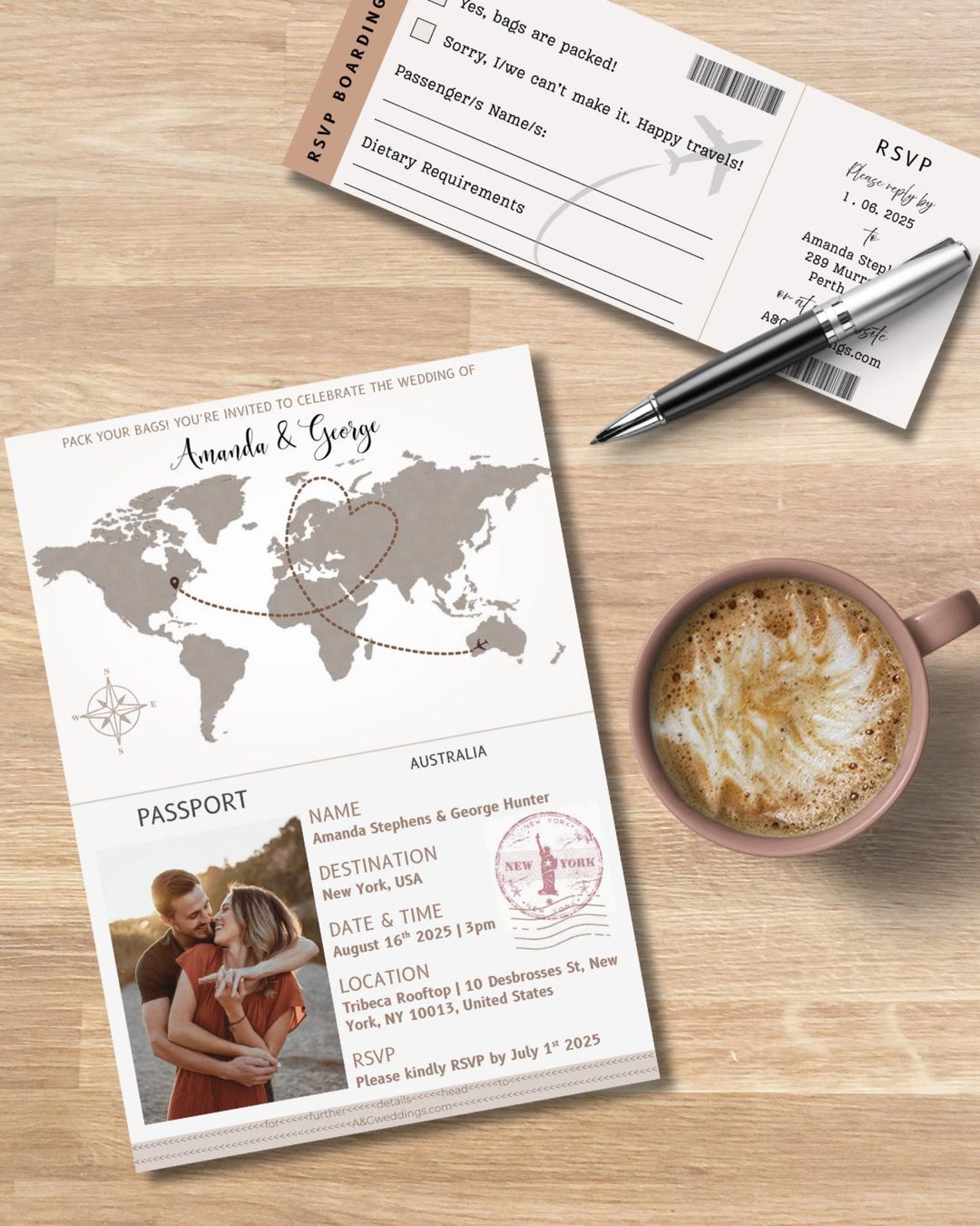Passport Wedding Invitation Template, Destination Wedding Passport ...