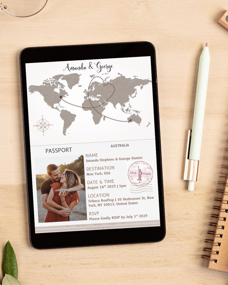 Passport Wedding Invitation Template, Destination Wedding Passport Invitation, Passports ...