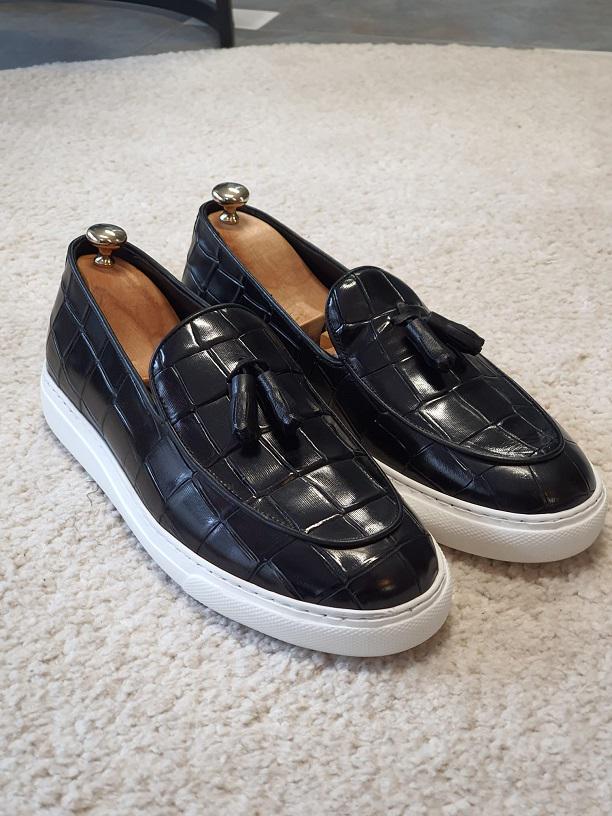 Black Tassel Loafers Men | Sardinelli Slip on Smart Casual Shoes - Etsy
