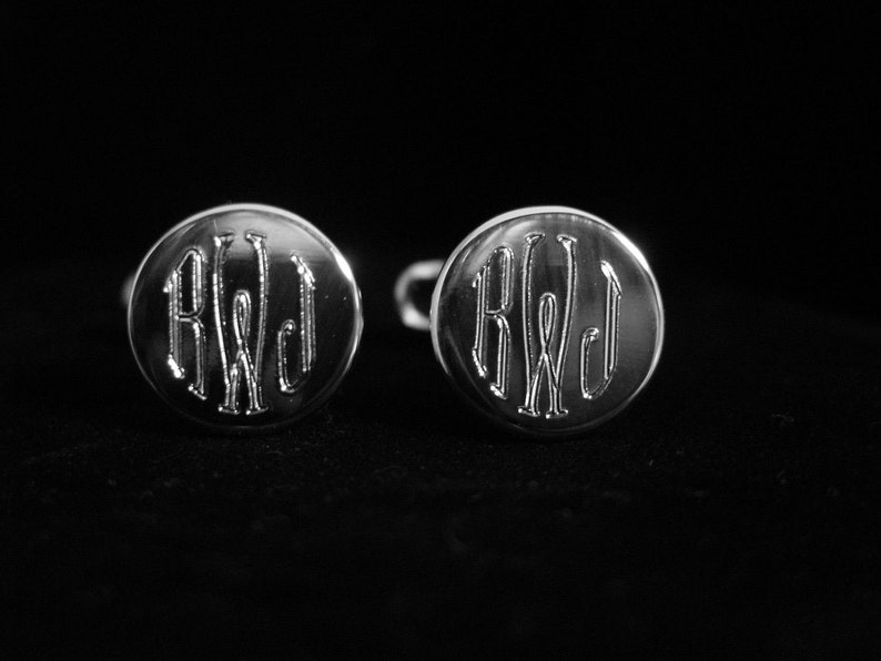 Retro Engraved Sterling Silver Cufflinks Monograms or Your - Etsy