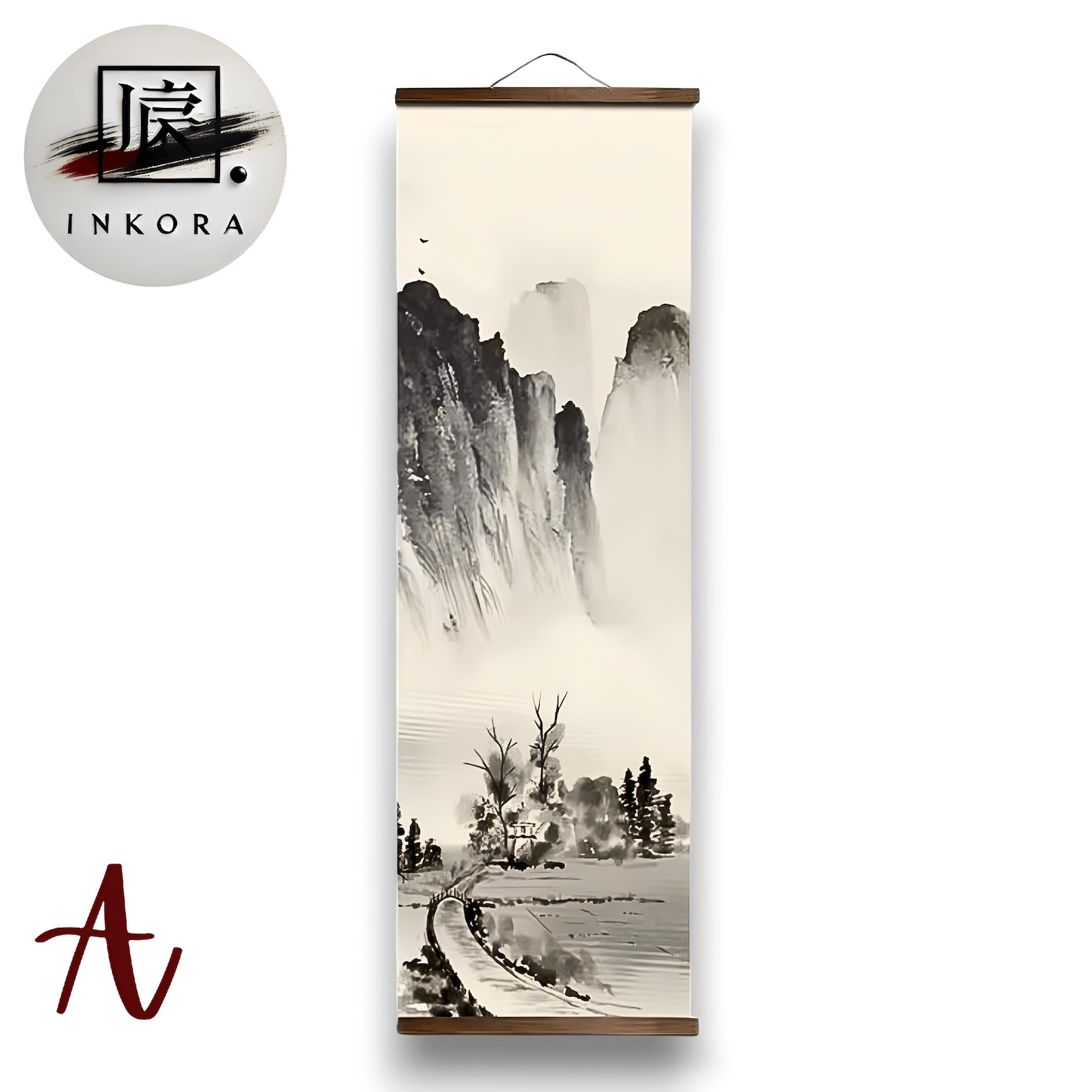 Chinese Scroll Wall Art, Traditional Asian Decor, Framed Canvas Hanging ...