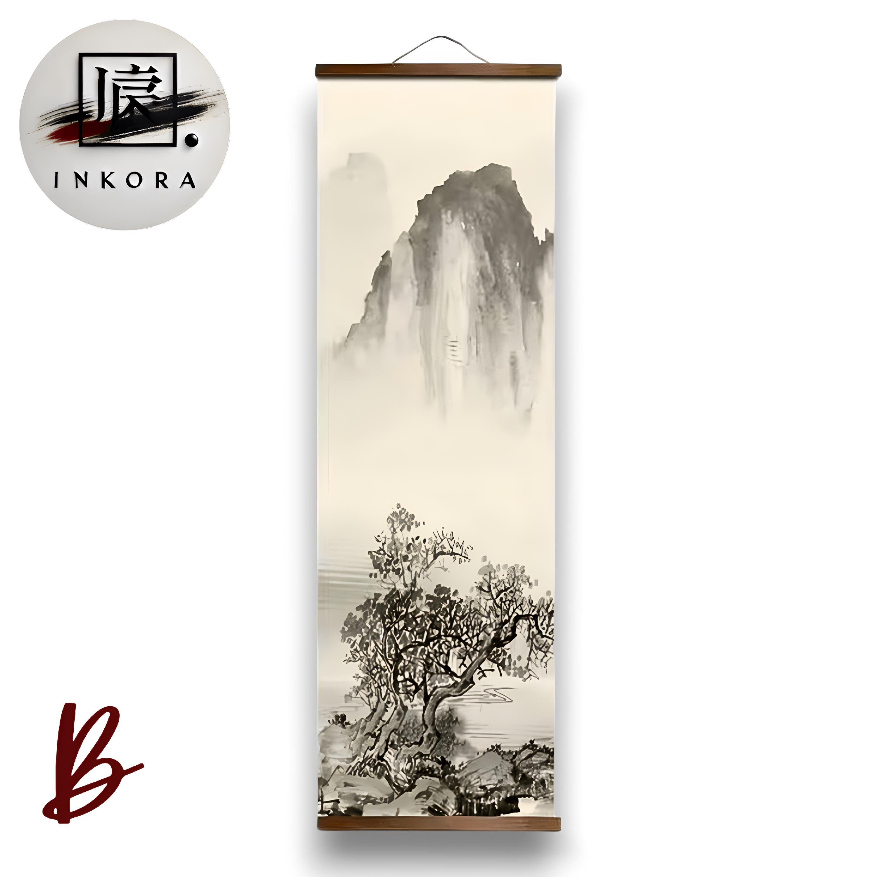 Chinese Scroll Wall Art, Traditional Asian Decor, Framed Canvas Hanging ...
