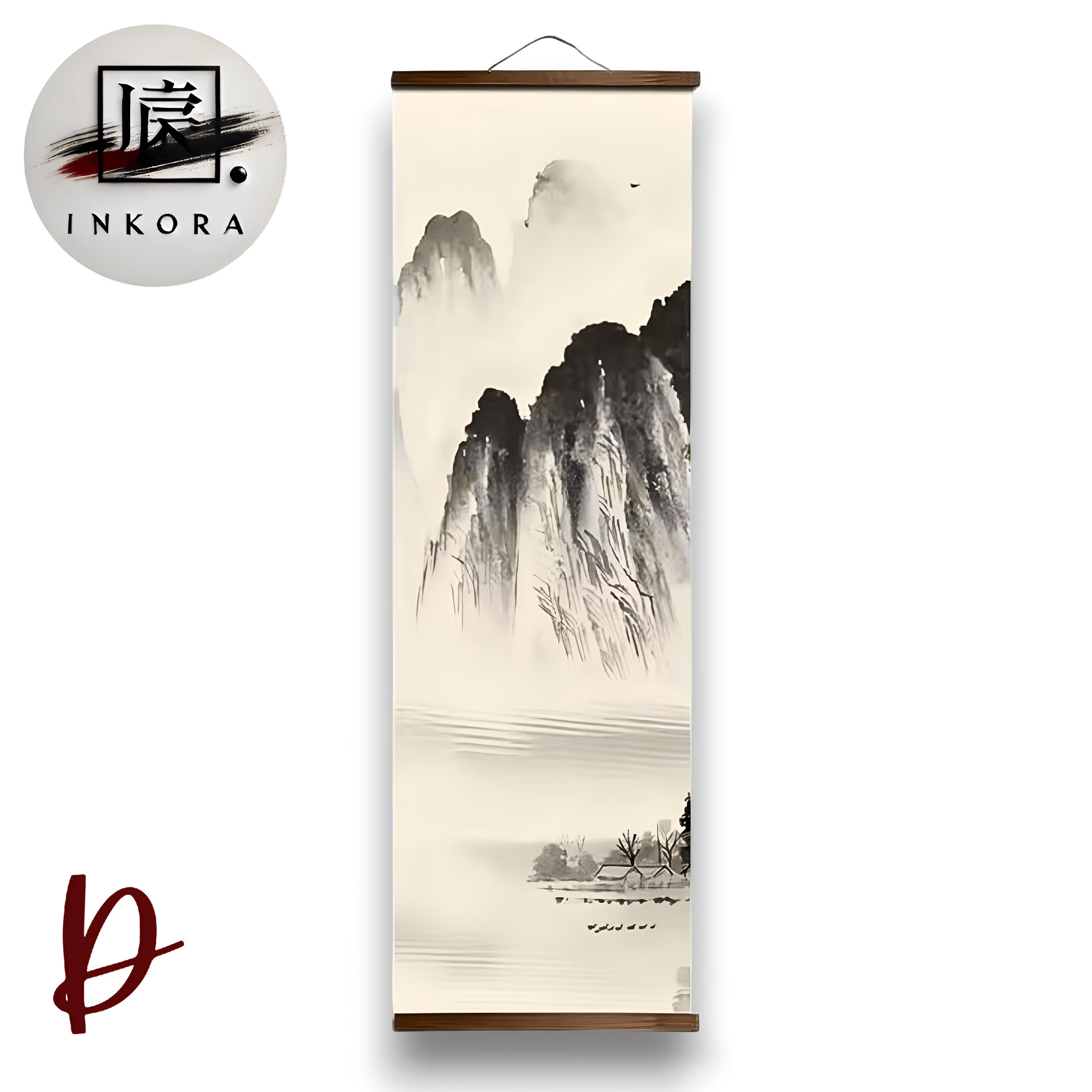 Chinese Scroll Wall Art, Traditional Asian Decor, Framed Canvas Hanging ...