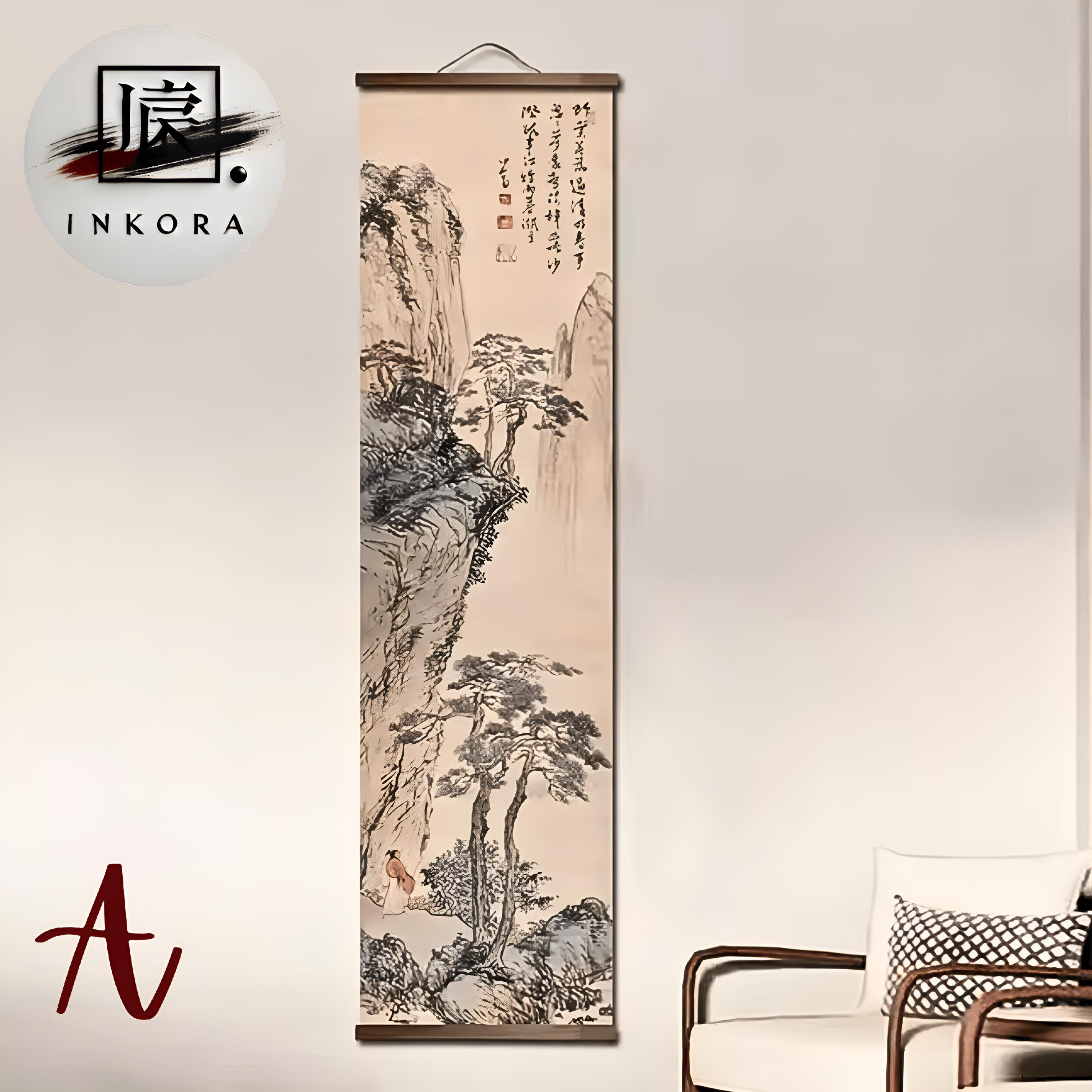 Chinese Scroll Wall Art, Traditional Asian Decor, Framed Canvas Hanging ...