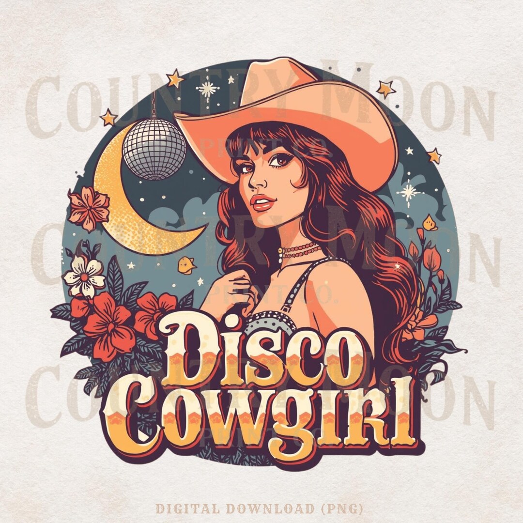 Cowgirl PNG, Western, Line Dance, Disco Cowgirl Party, Bachelorette ...