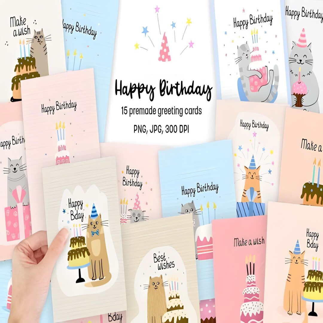 Birthday Cards Bundle - Printable Birthday Cards, Fun & Unique Digital ...