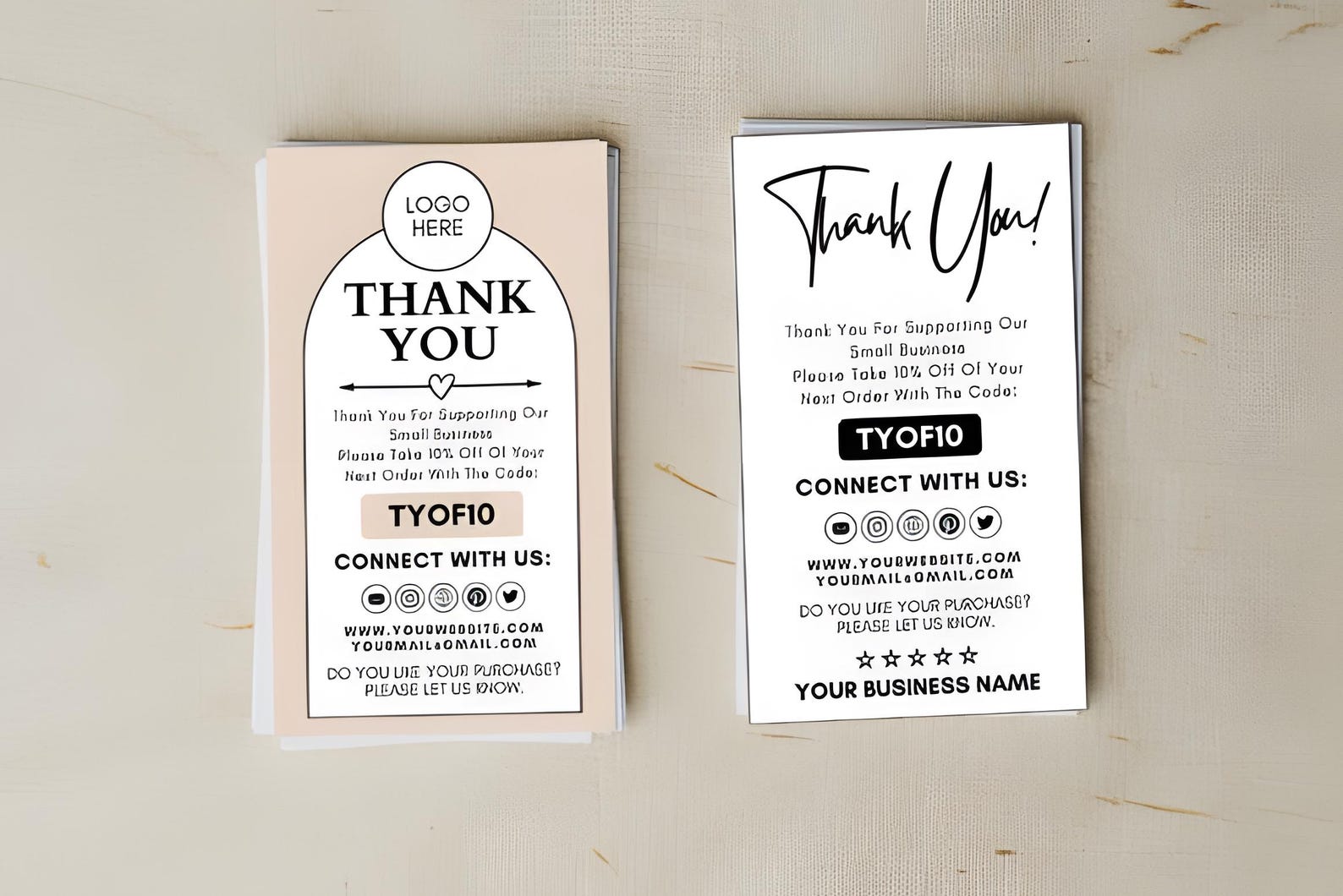 Printable Customer Thank You Card - Editable Canva Template, Small ...