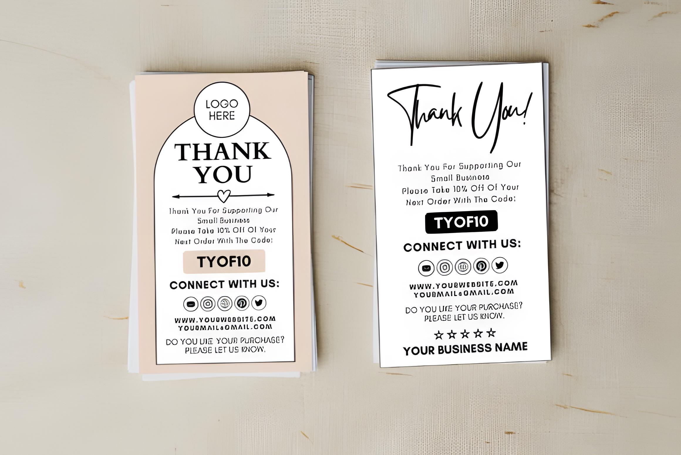 Printable Customer Thank You Card - Editable Canva Template, Small ...