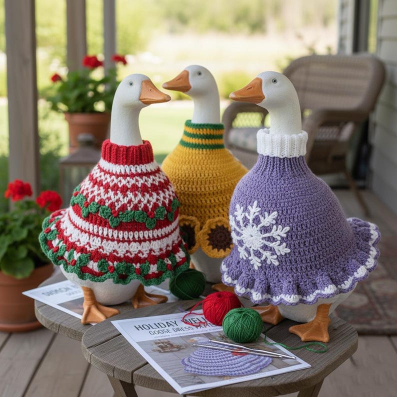 Porch Goose Dress Pattern Crochet, DIY Lawn Goose Outfit, Crochet Goose ...
