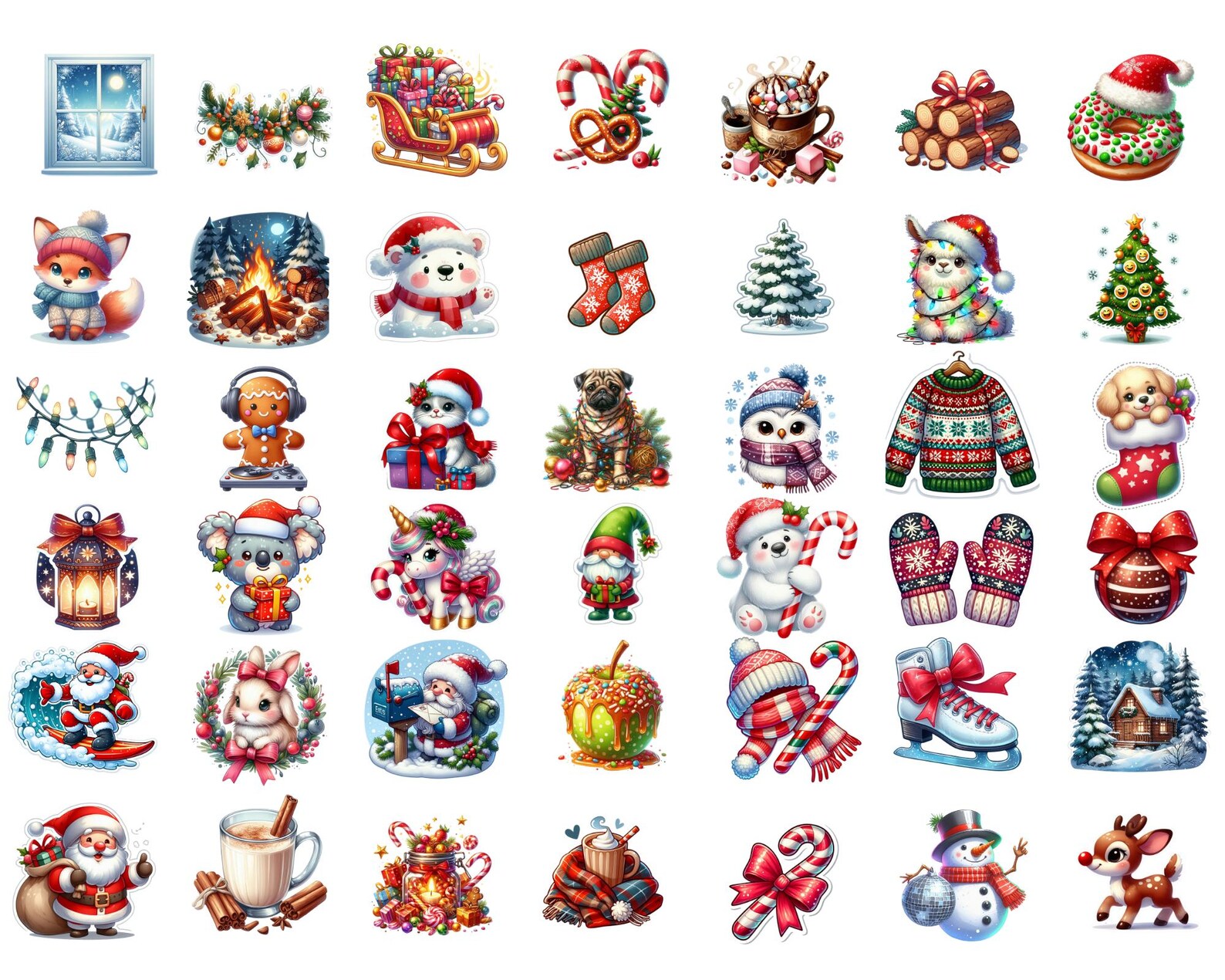 100 Christmas Stickers Clipart Bundle PNG | Festive Holiday Clipart Set ...