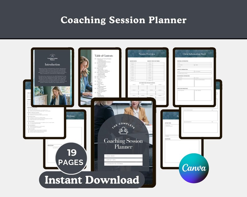 Coaching Session Planner Canva Template, Client Notes (digital Download ...