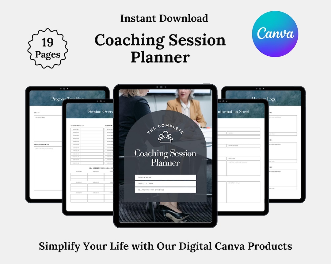Coaching Session Planner Canva Template, Client Notes (digital Download ...