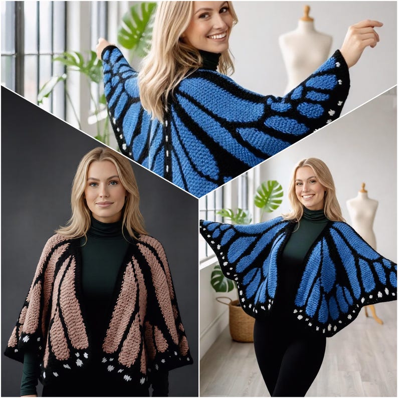 Monarch Butterfly Crochet Pattern PDF | Oversized Sweater (digital ...