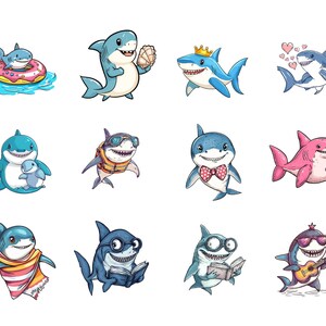 Shark Png, Cute Shark Clipart Bundle, Under the Sea Png, Shark ...