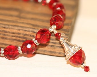 Red jewelry set | Etsy