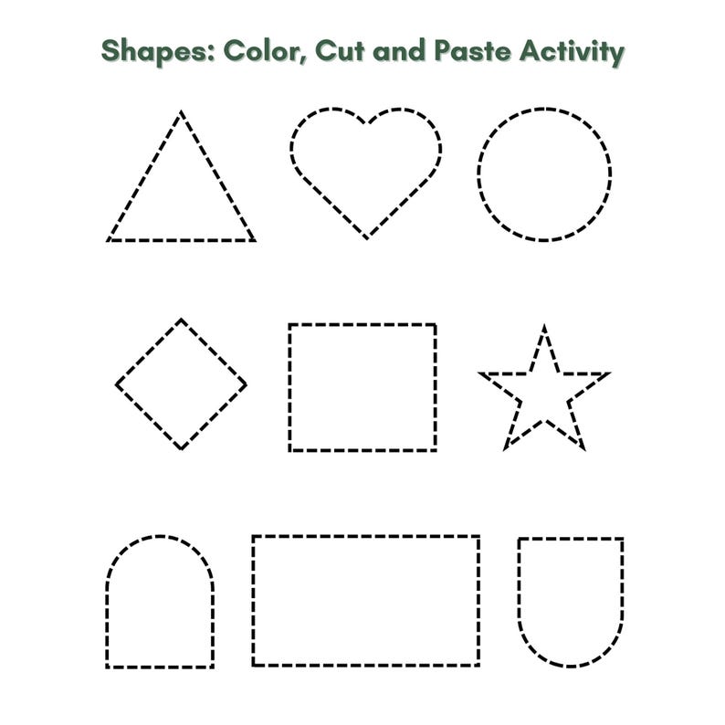 Printable Shape Activity: Color, Cut & Paste for Preschool Fine Motor ...