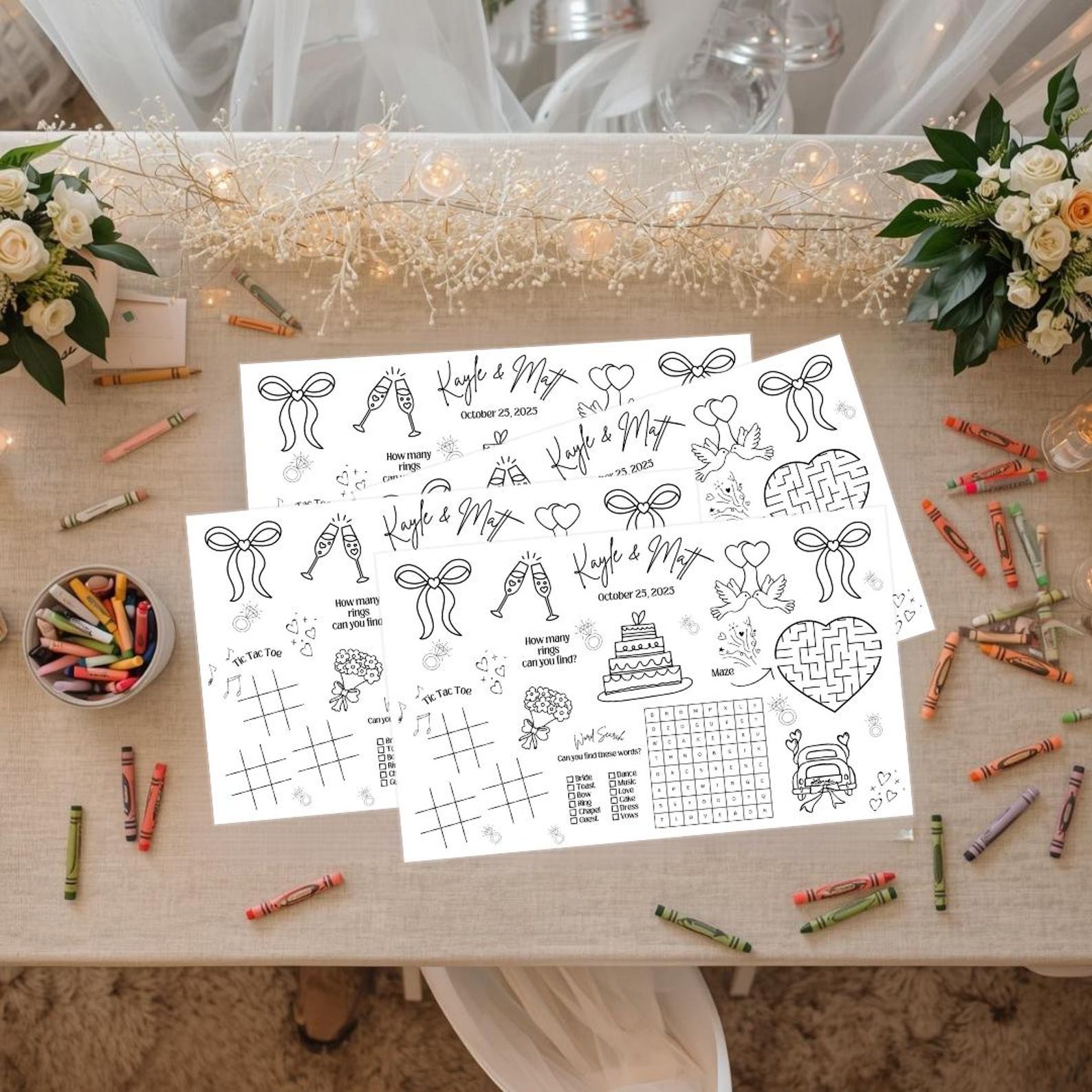 Kids Wedding Activity Mat – Printable Reception Entertainment for ...