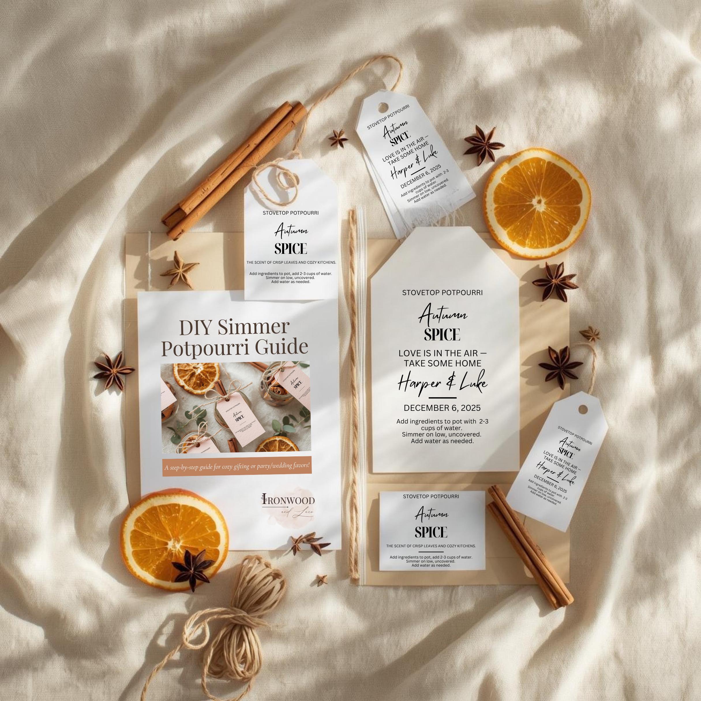 DIY Simmer Potpourri Printable Guidebook | DIY Holiday Gifts or Wedding ...