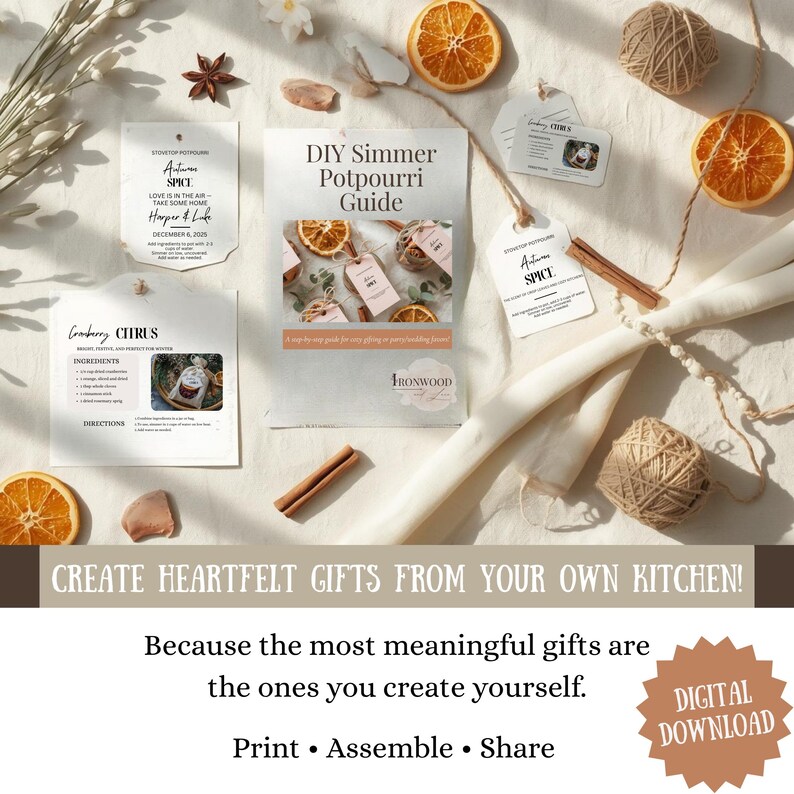 DIY Simmer Potpourri Printable Guidebook | DIY Holiday Gifts or Wedding ...