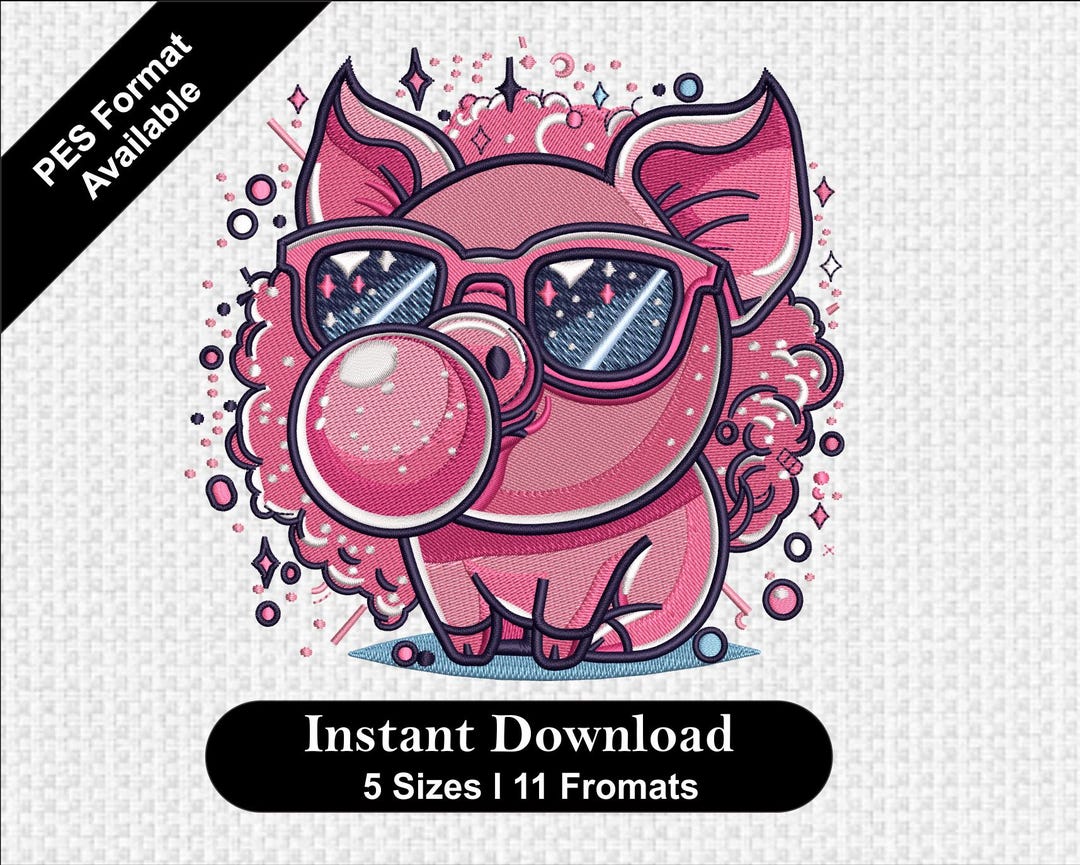 Funny Pig Embroidery Design Apparently, Dramatic Pig Embroidery File ...