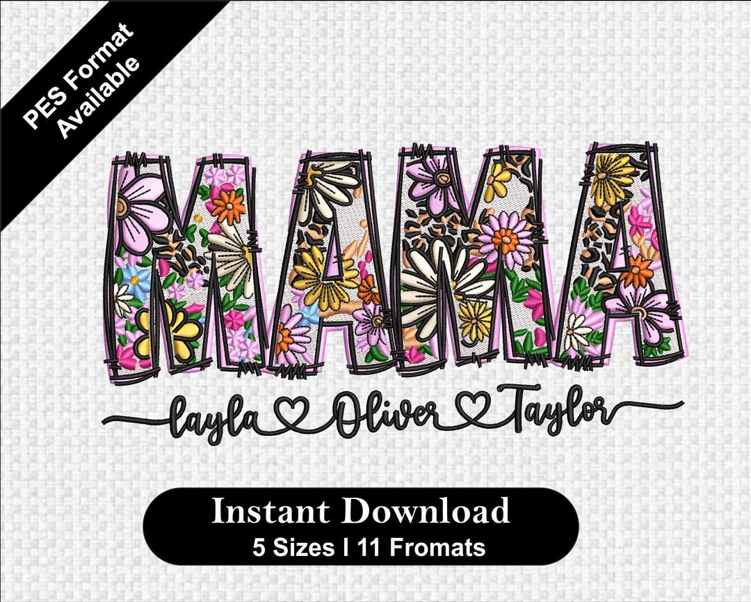 Mama Flower Embroidery Design, Mothers Day Embroidery Design, 5 Sizes ...