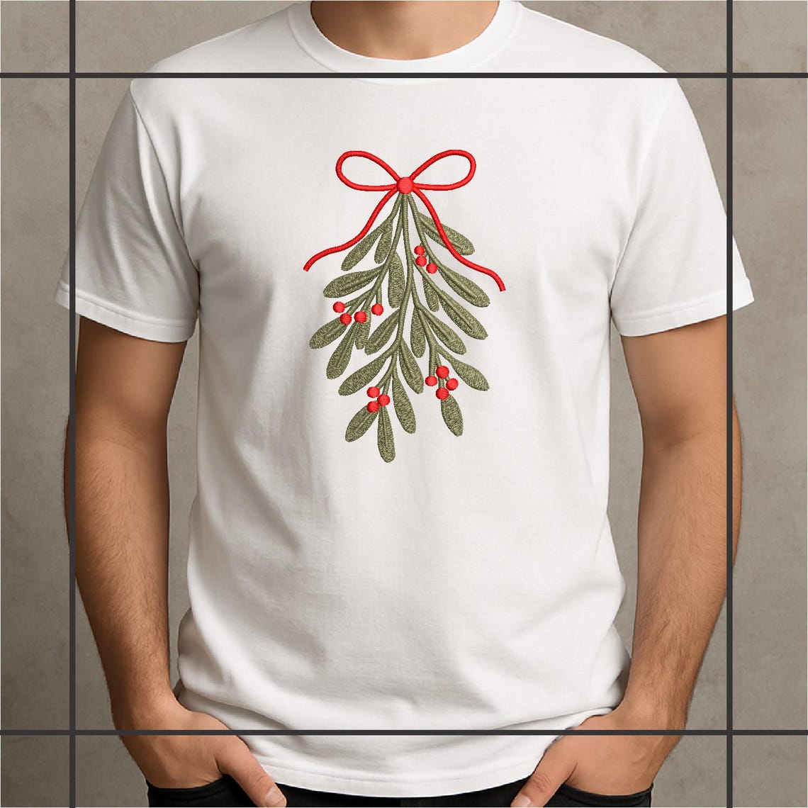 Mistletoe Embroidery Design With Bow (instant Download) - Etsy
