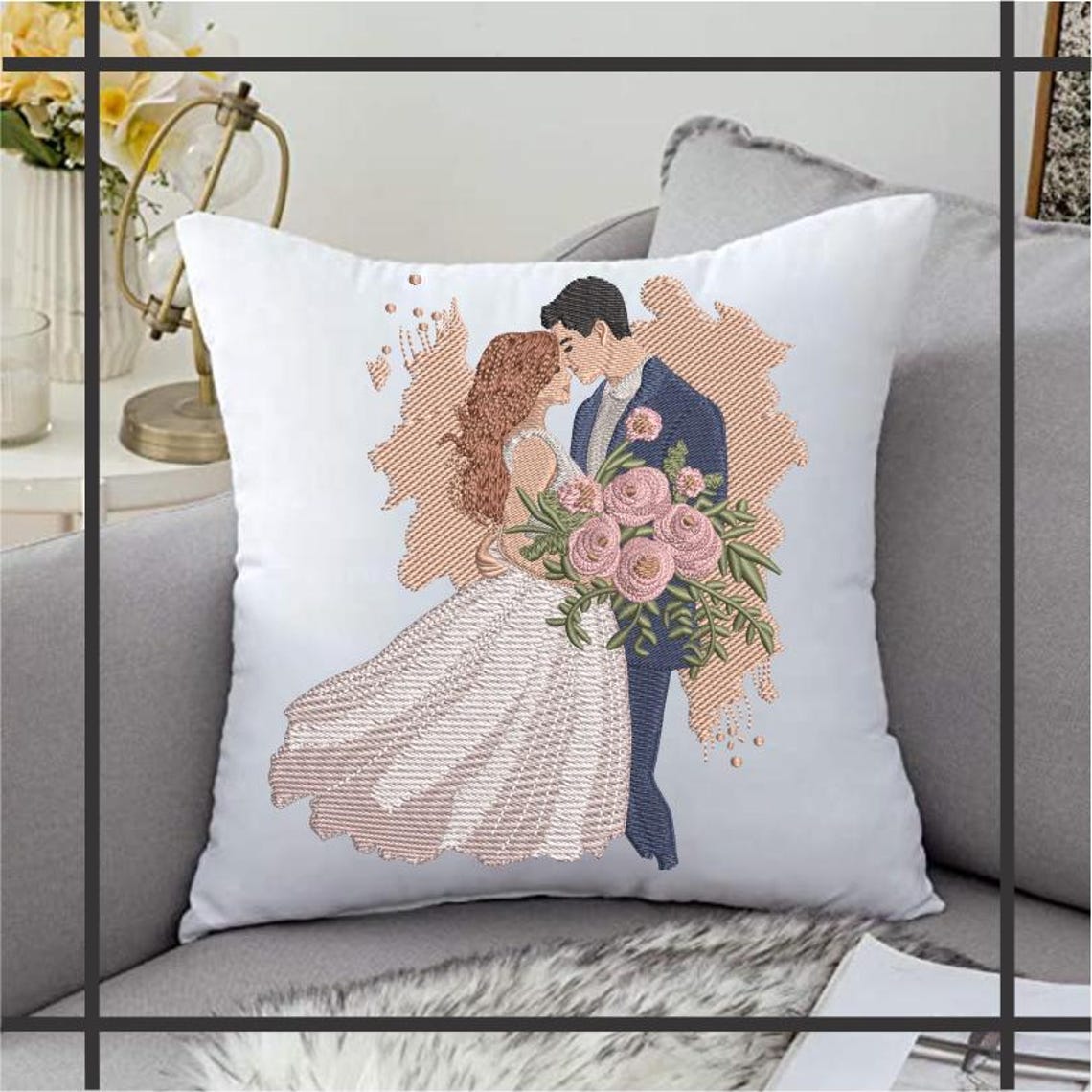 Couple Wedding Machine Embroidery Design, Digital Machine Embroidery ...