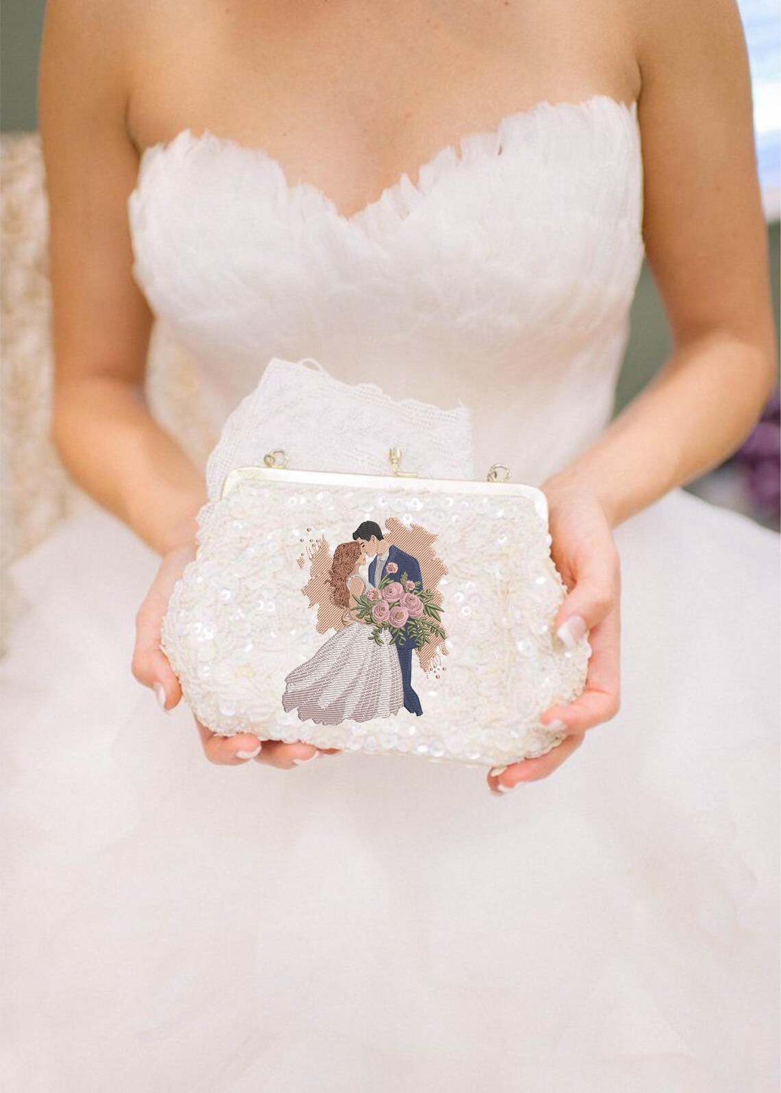 Couple Wedding Embroidery Design: Bride and Groom Portrait (digital ...