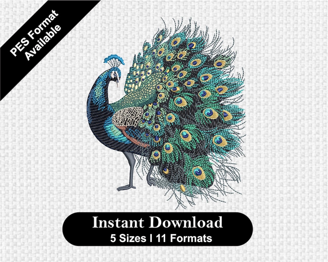 Elegant Peacock Embroidery Design – Digital Machine Embroidery Pattern | Instant Download - Etsy