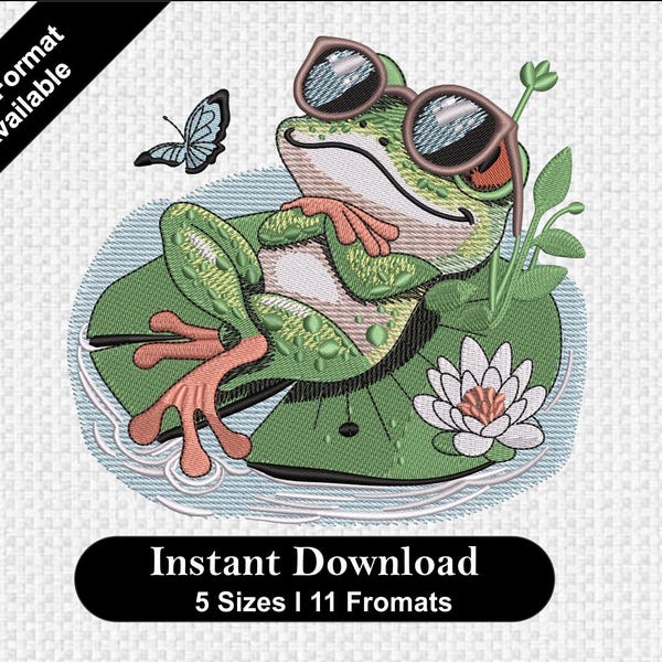 Frog Embroidery Designs - Etsy
