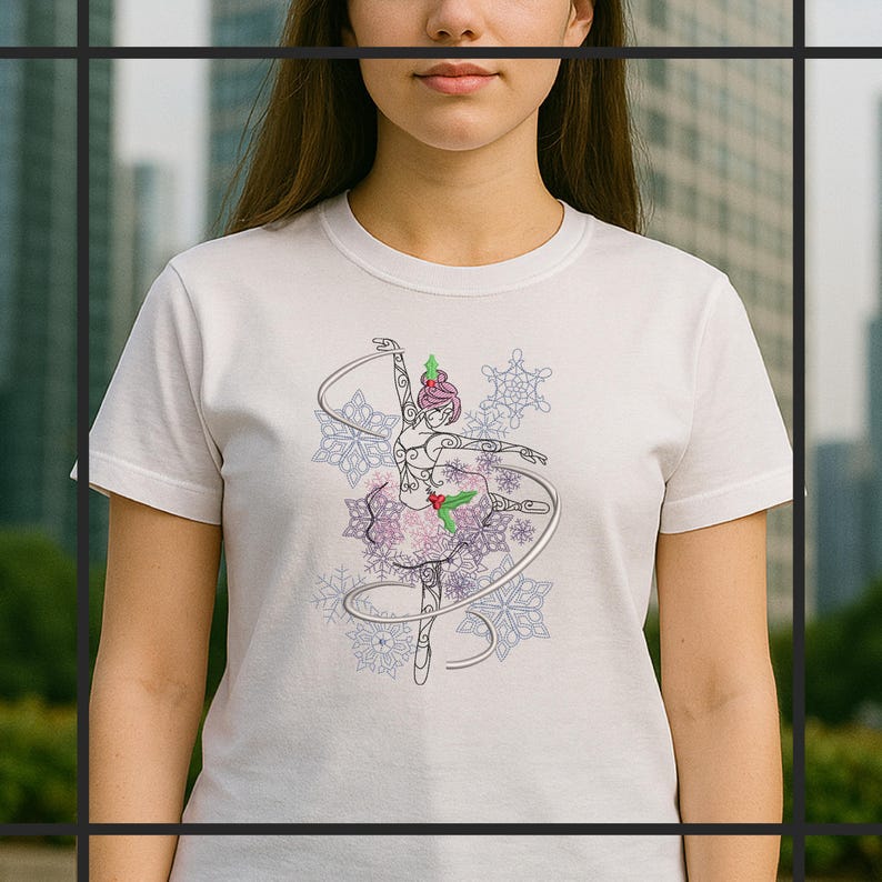 Snowflake Ballerina Embroidery Design: Christmas Ballet Dancer (instant ...