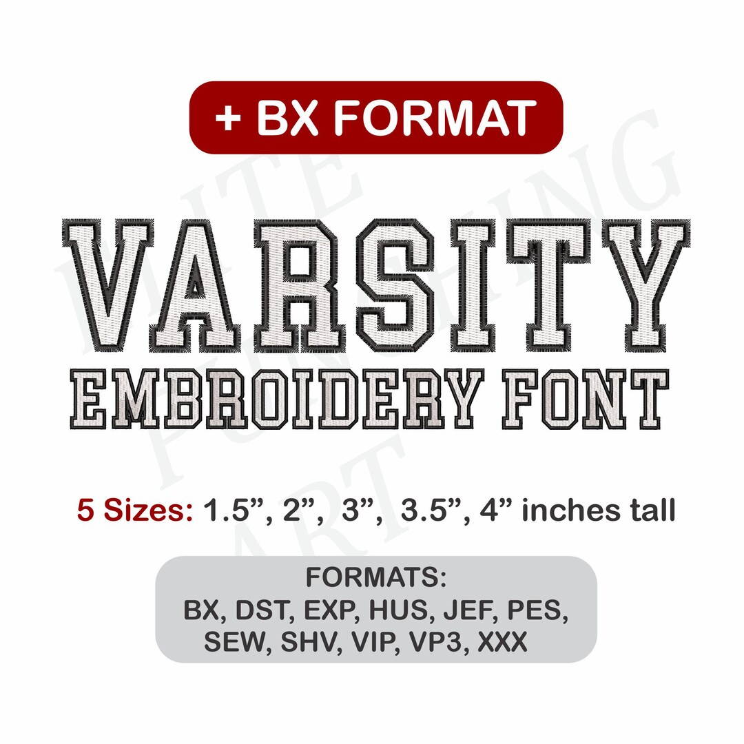 Varsity Embroidery Font | Classic 2-color Alphabet (instant Download ...