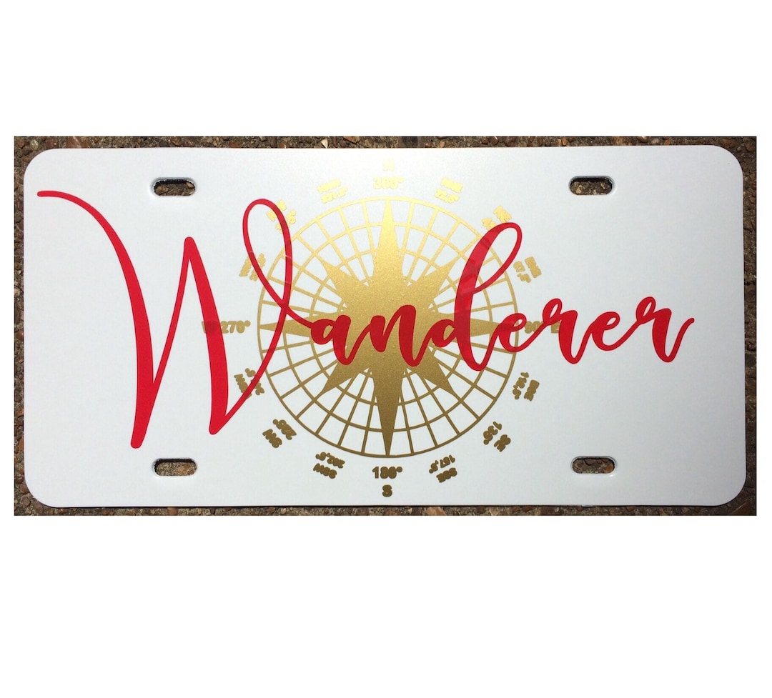 Wanderer License Plate Travel Compass Car Tag Rving Camper Accessory - Etsy