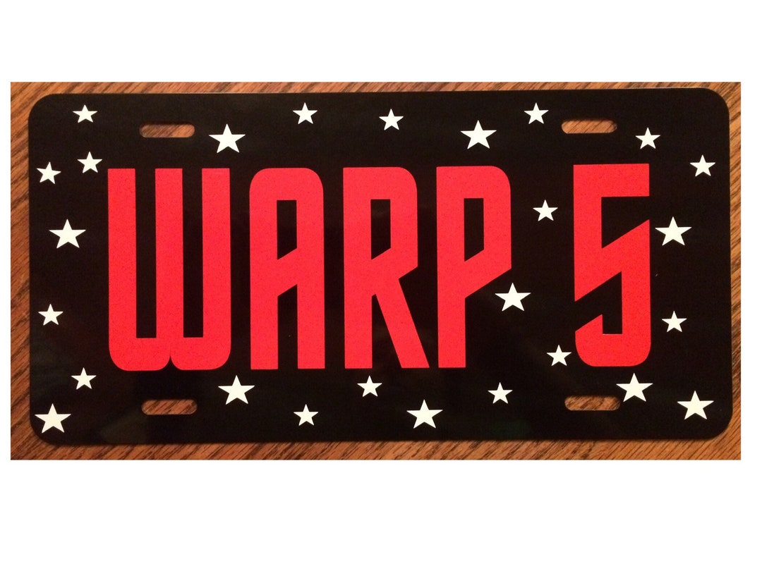 Star Trek Inspired License Plate WARP 5 Car Tag Voyager Next Generation ...