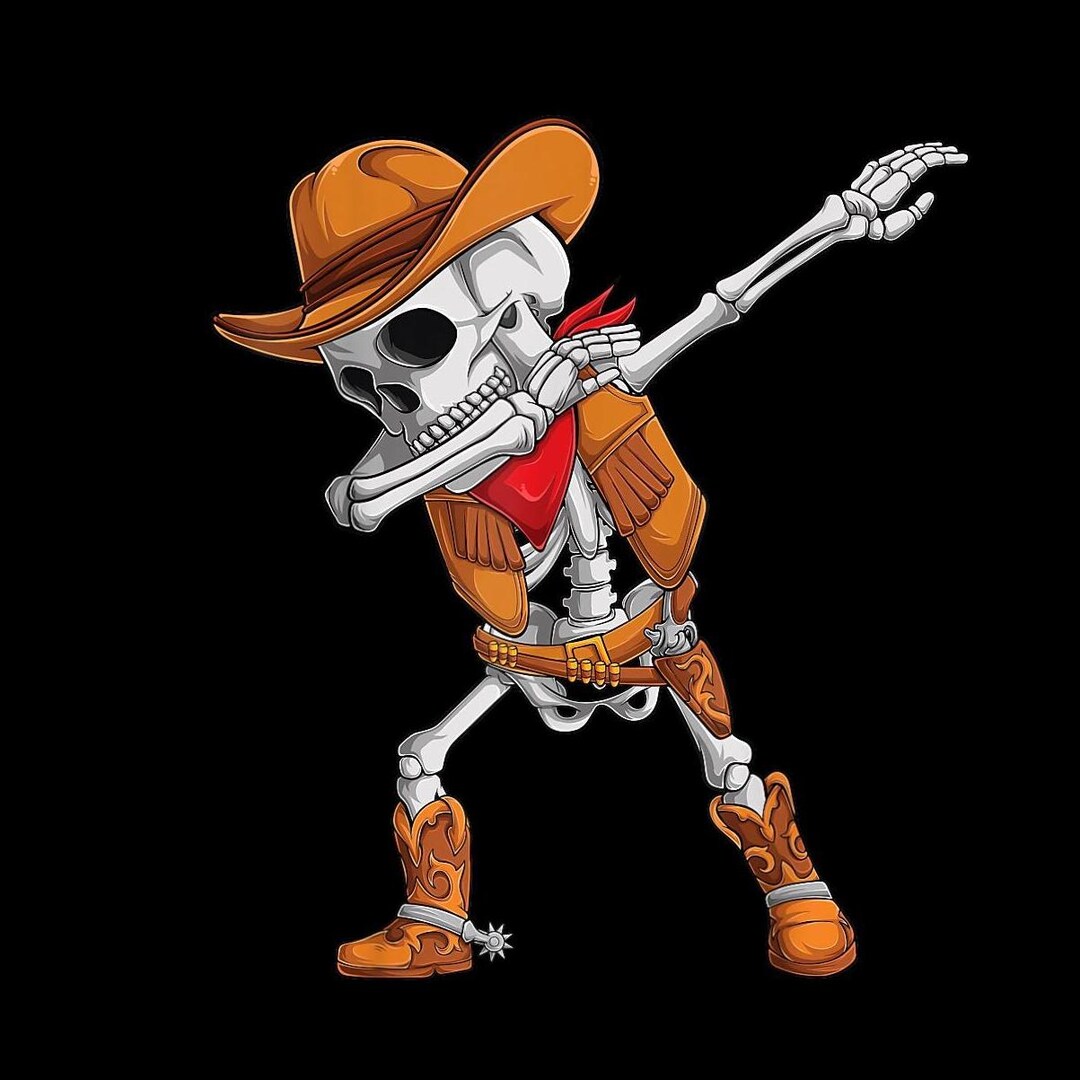 Dabbing Cowboy Skeleton PNG, Funny Halloween Western Clipart, Country ...