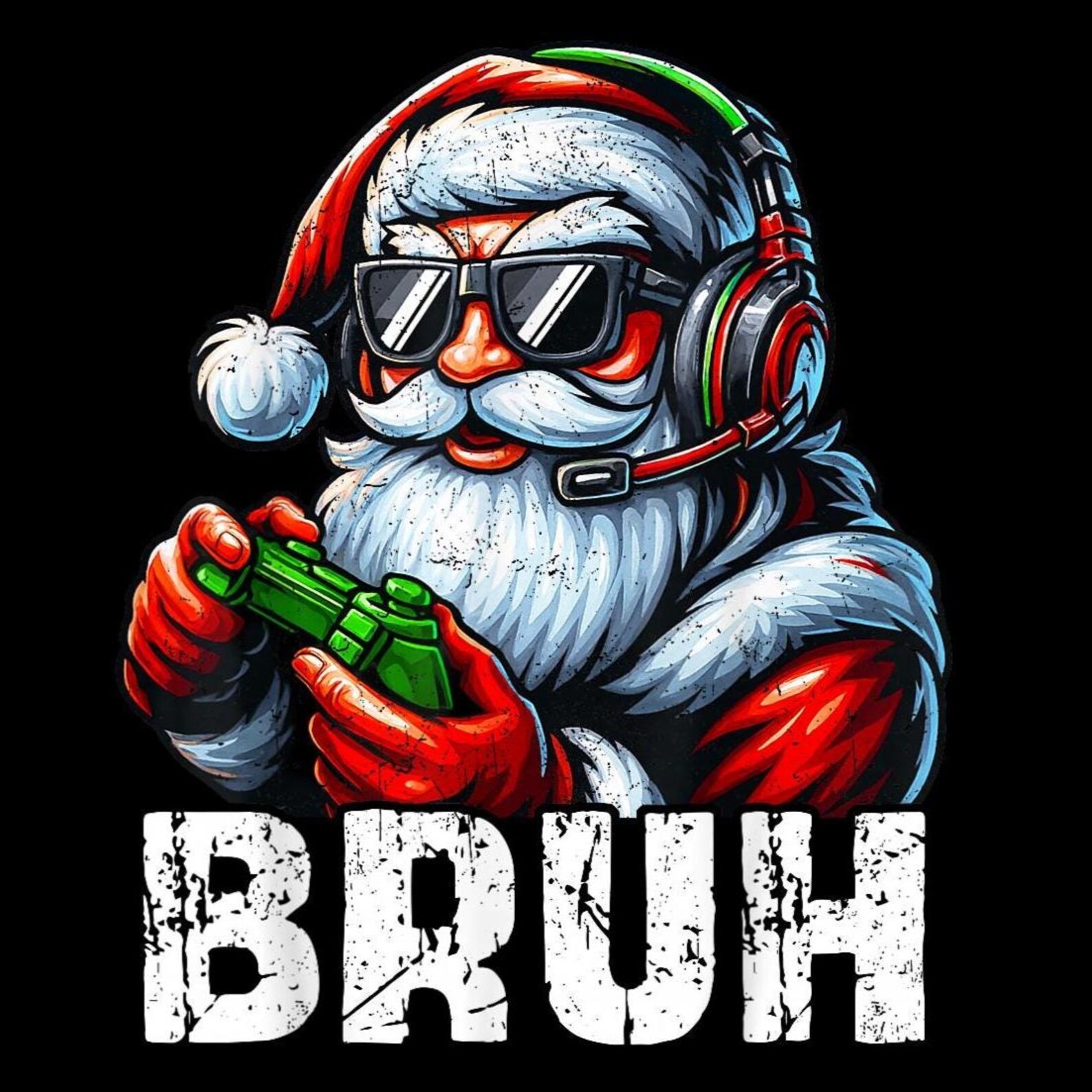 Gamer Santa BRUH PNG, Funny Christmas Gaming Clipart, Cool Santa With ...