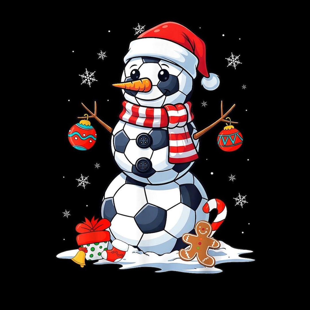 Soccer Ball Snowman PNG, Funny Christmas Sports Clipart, Holiday Soccer ...