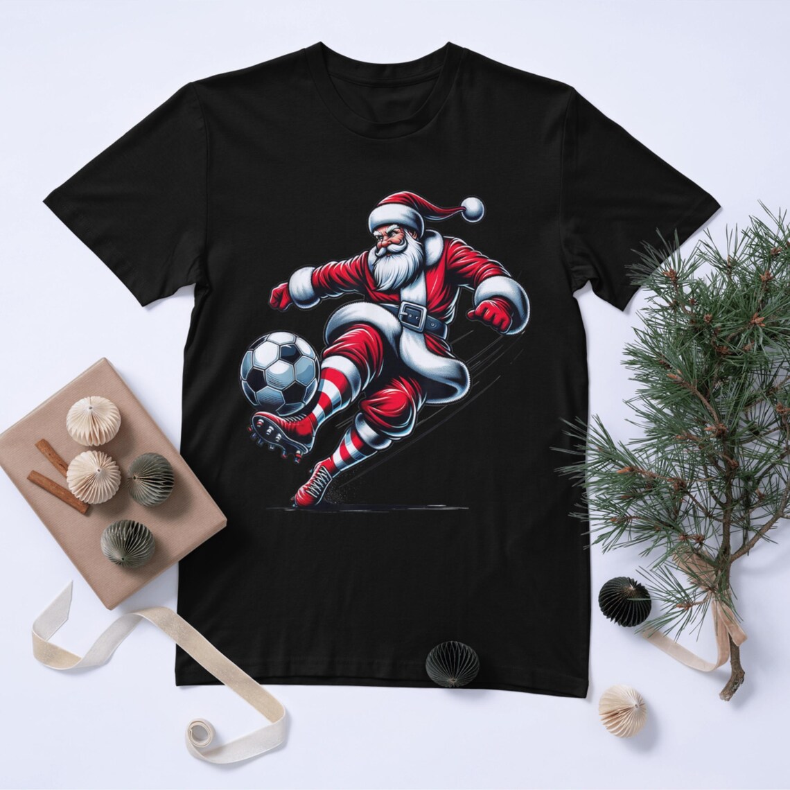 Santa Kicking Soccer Ball PNG, Funny Christmas Sports Clipart, Soccer ...